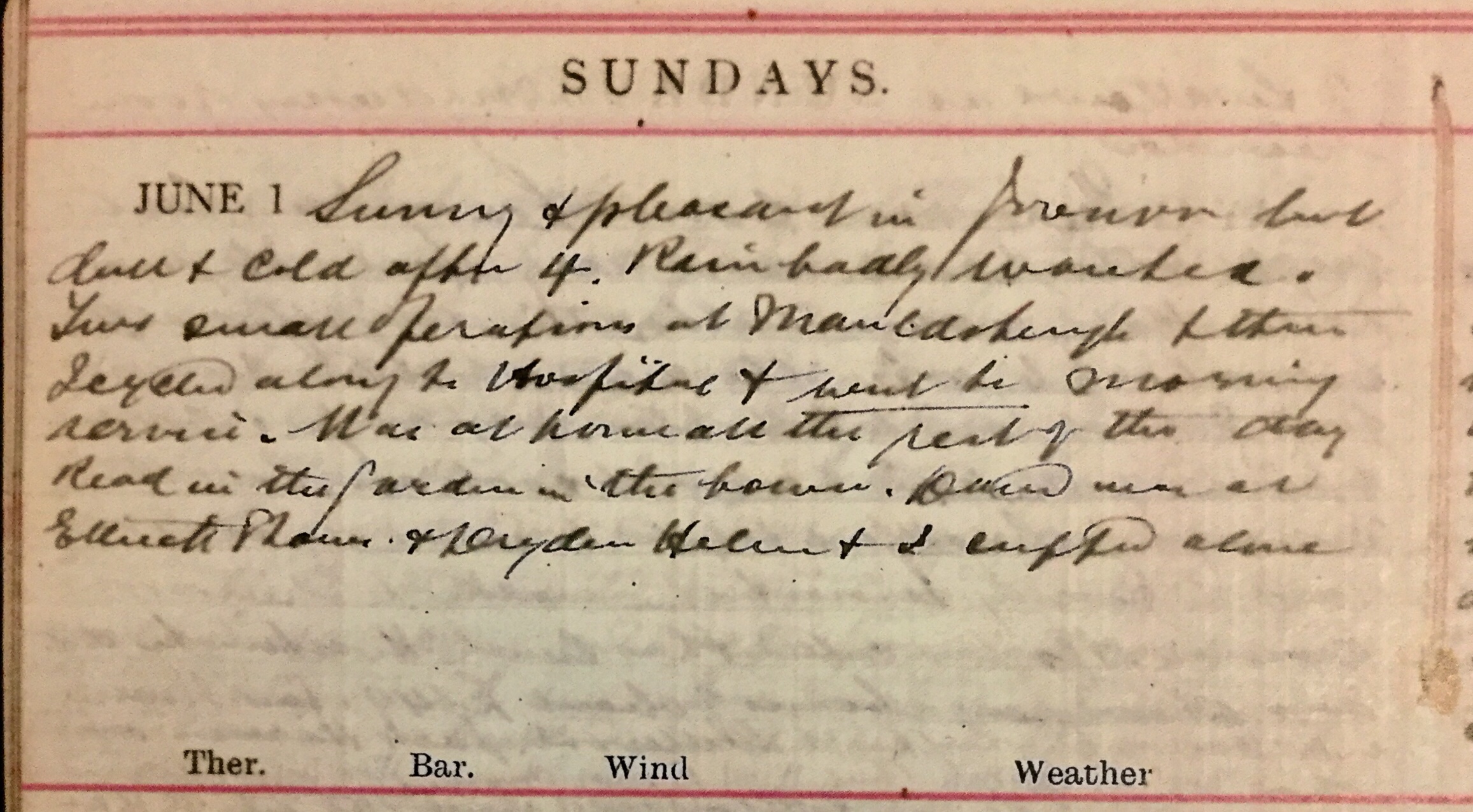 1 June 1919 diary of Dr John Stewart Muir (1845-1938) of Selkirk ...