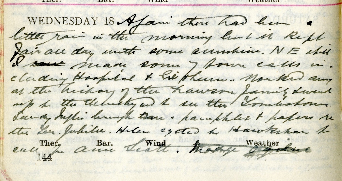18 October 1922 diary of Dr John Stewart Muir (1845-1938) of Selkirk ...