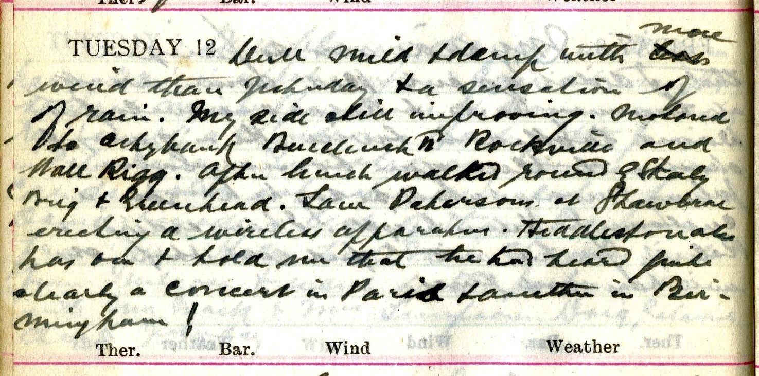 12 December 1922 diary of Dr John Stewart Muir (1845-1938) of Selkirk ...