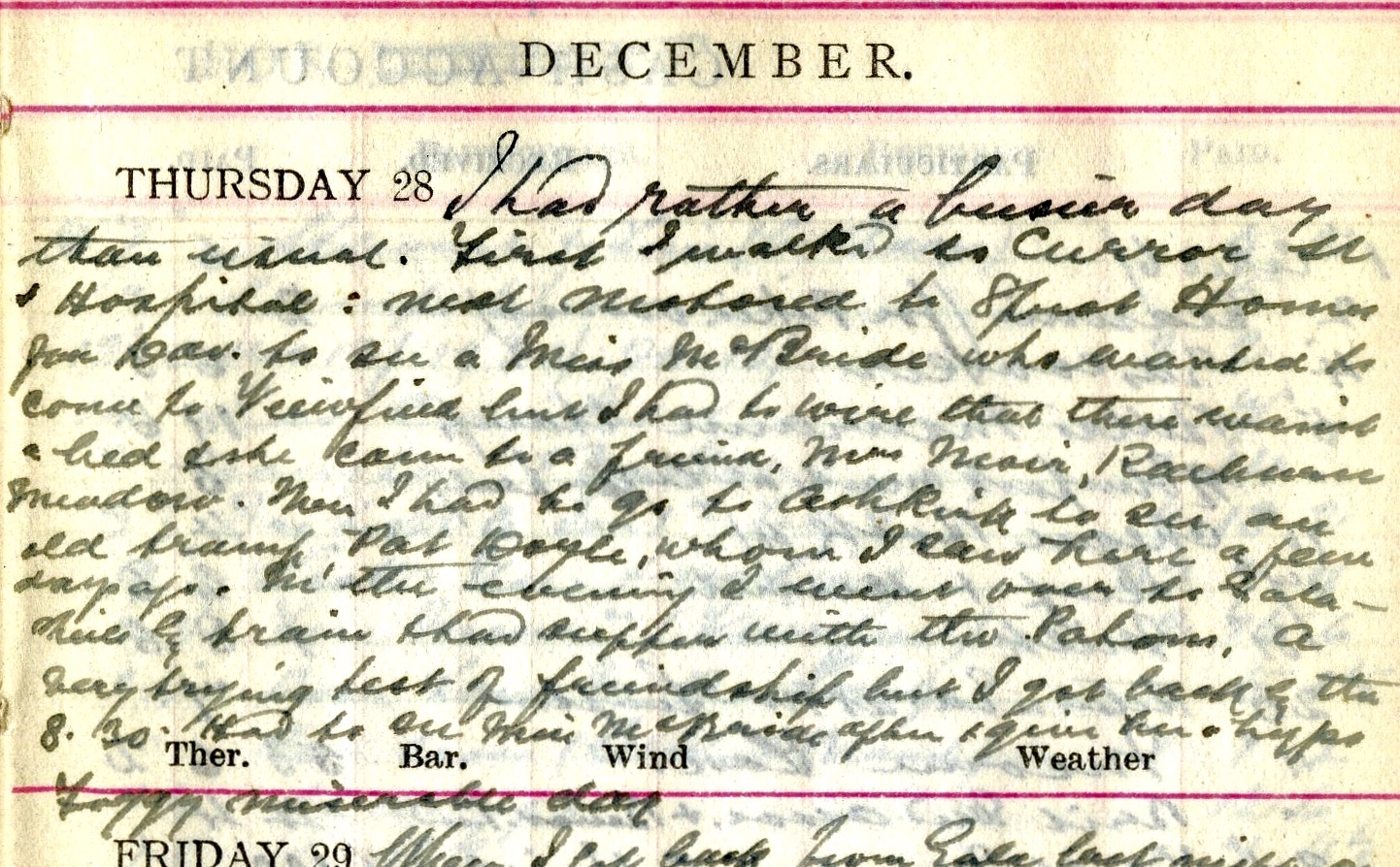 28 December 1922 diary of Dr John Stewart Muir (1845-1938) of Selkirk ...
