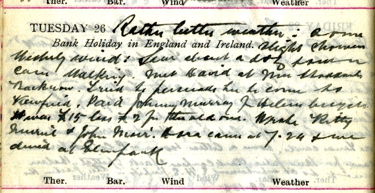 26 December 1922 diary of Dr John Stewart Muir (1845-1938) of Selkirk ...