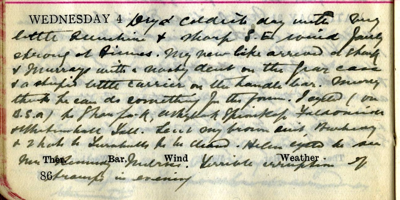 4 April 1923 diary of Dr John Stewart Muir (1845-1938) of Selkirk ...