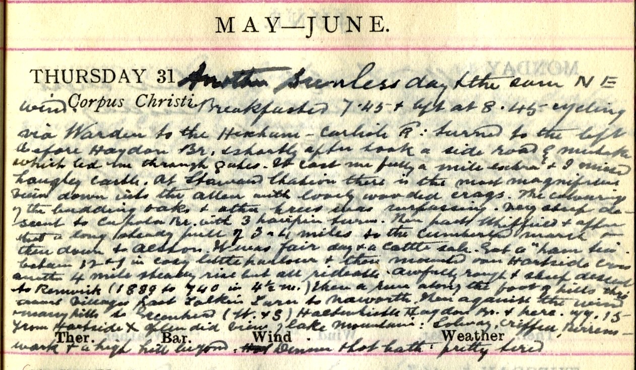 31 May 1923 diary of Dr John Stewart Muir (1845-1938) of Selkirk ...