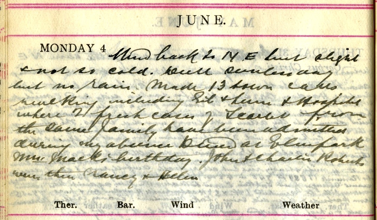4 June 1923 diary of Dr John Stewart Muir (1845-1938) of Selkirk ...