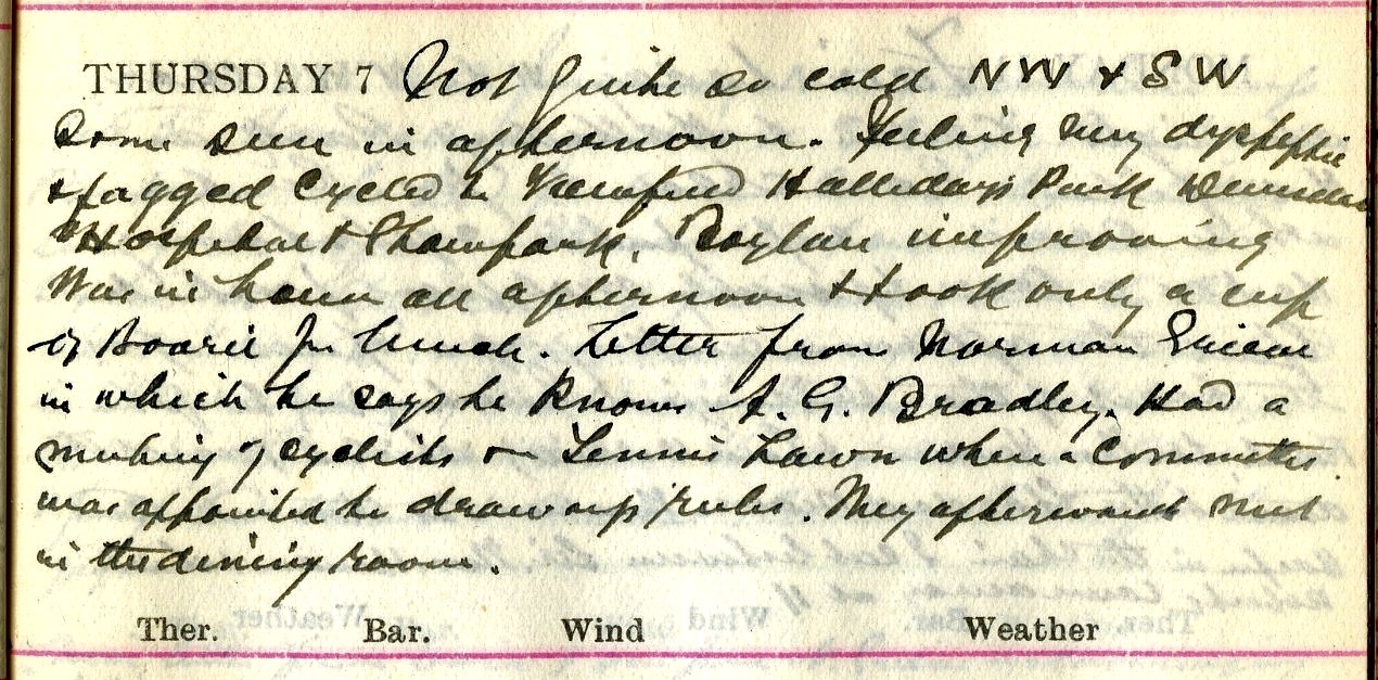 7 June 1923 diary of Dr John Stewart Muir (1845-1938) of Selkirk ...
