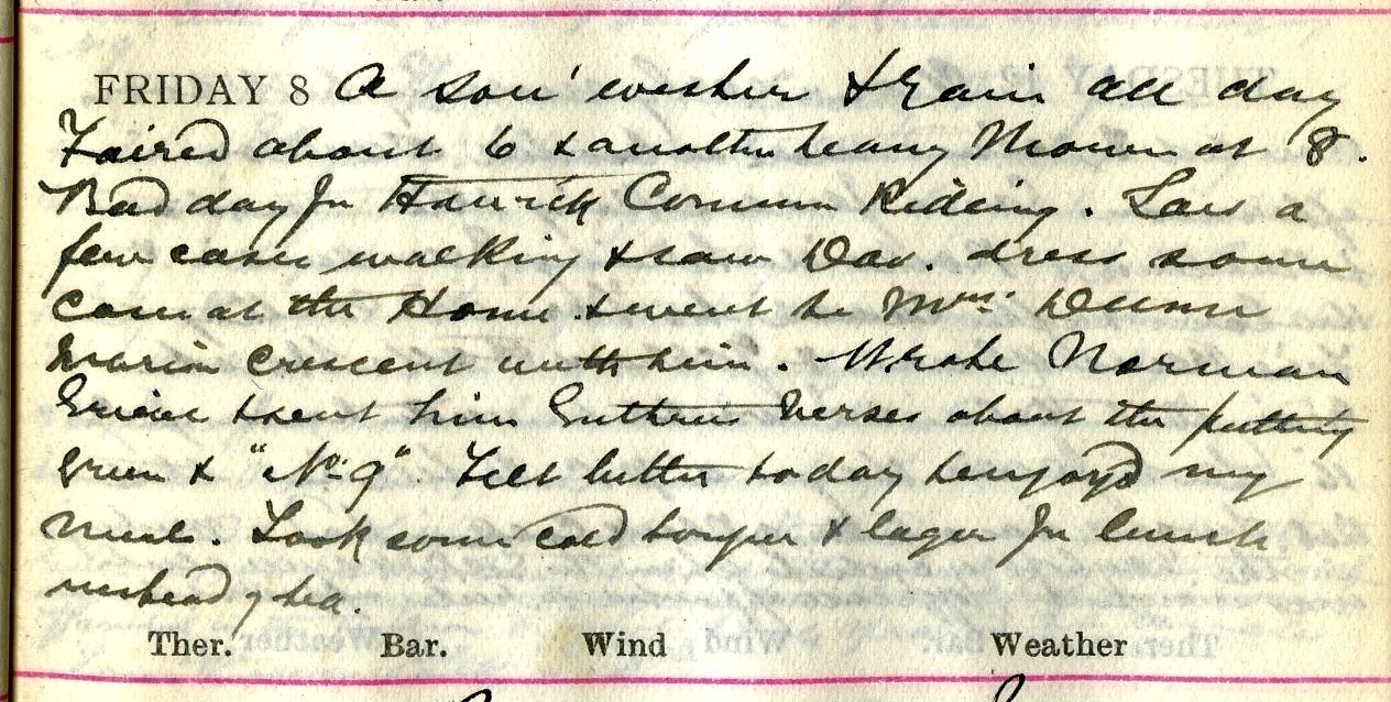 8 June 1923 diary of Dr John Stewart Muir (1845-1938) of Selkirk ...